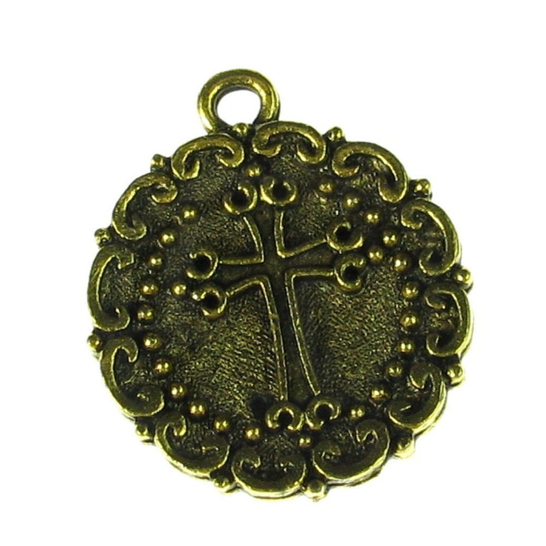 4 Antique Gold Plated Pewter Jewelry Cross Charm Pendant 24 - Etsy