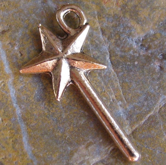 6 Antique Gold Fairy Wand Charm Jewelry Findings 1188 | Etsy