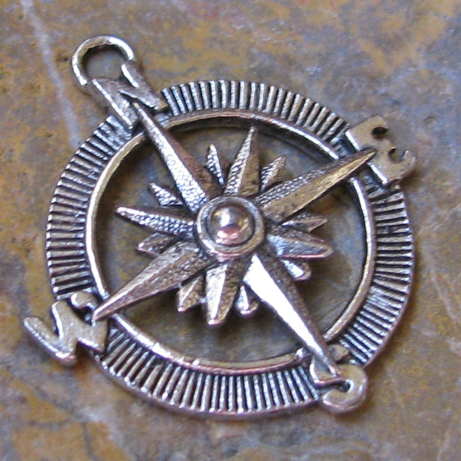 Compass Charms Wind Star Weather Vein Antique Silver 1341 - 3 Pieces - Etsy