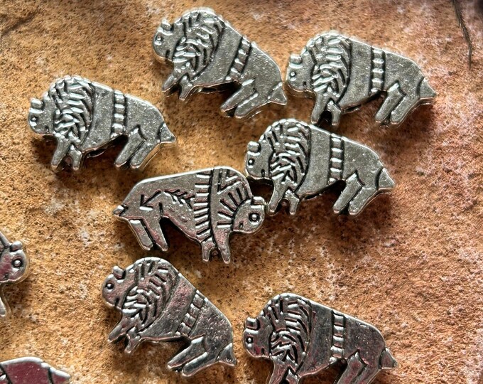 15 Buffalo Beads, Native American Style, Pewter Spacer Beads, Jewelry ...