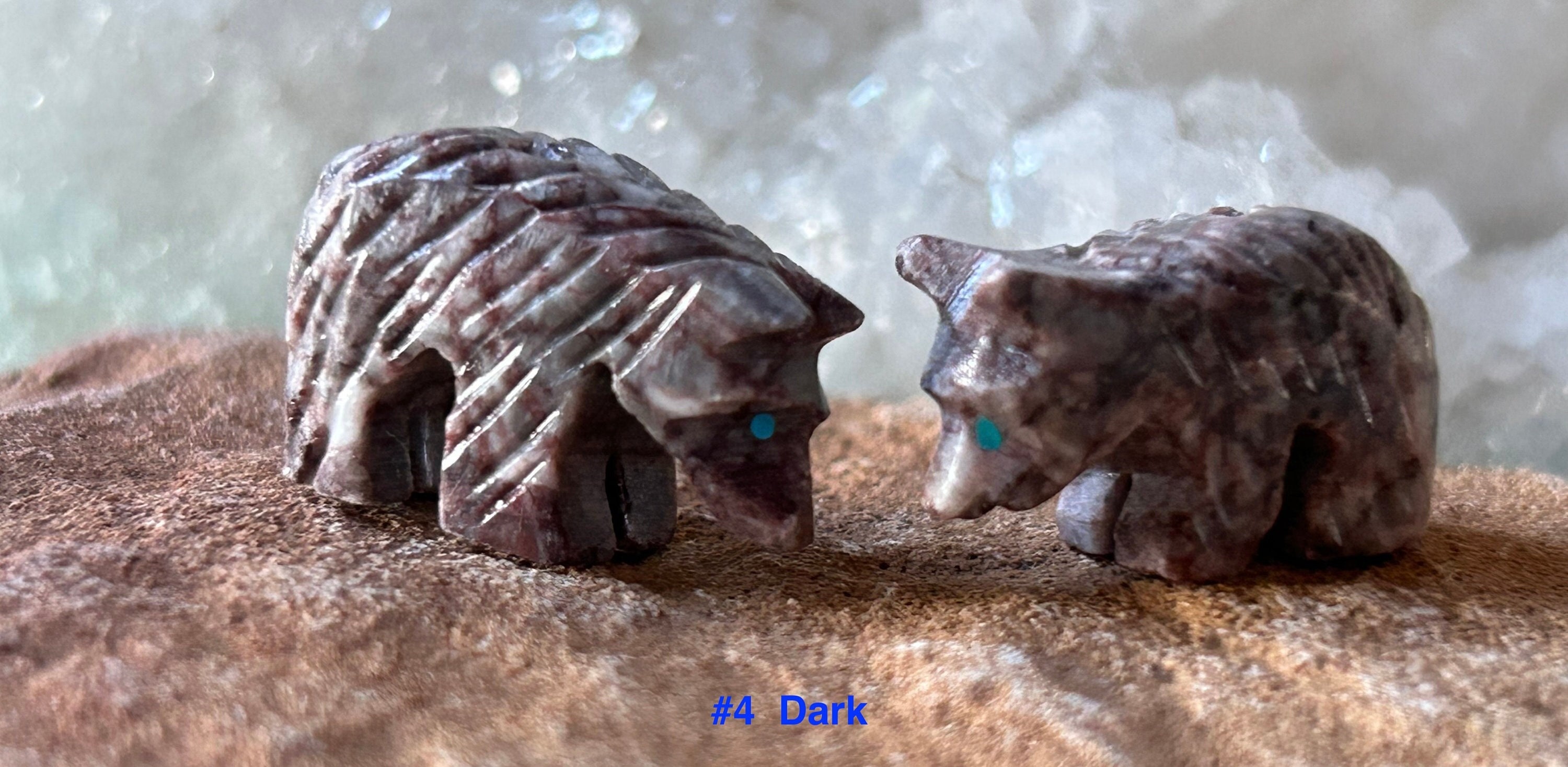 4 Carved Walking Bears, Natural Stone, Southwest Bears, Native American ...