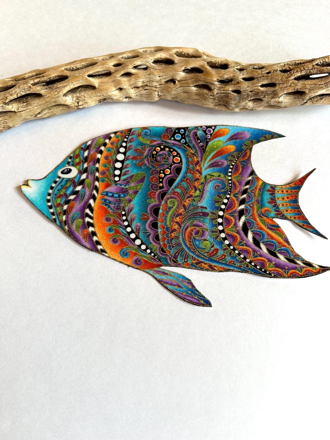 Lg TROPICAL FISH Iron-on Applique, Colorful, Metallic Highlights ...