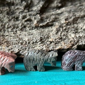 4 Carved Walking Bears, Natural Stone, Southwest Bears, Native American ...