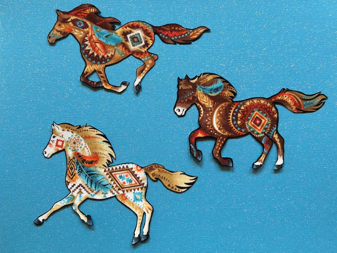 Appliques - Set/3 Western Horses, 3 Different Appliqués, Iron-on ...