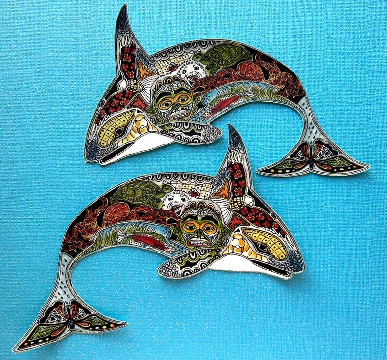Shark/orca Set/2, Appliques, Animal Spirits, Iron-on, Tribal, Wildlife ...