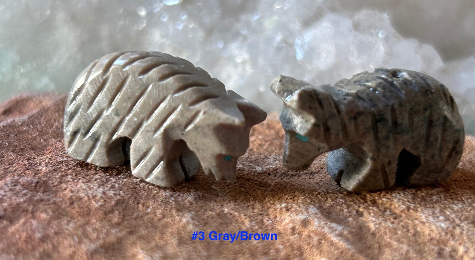 4 Carved Walking Bears, Natural Stone, Southwest Bears, Native American ...
