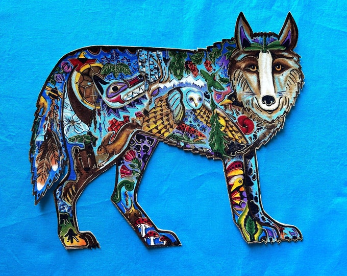 Lg. Animal Spirit Wolf Applique, 10"x8.125", Iron-on, Tribal Animals ...