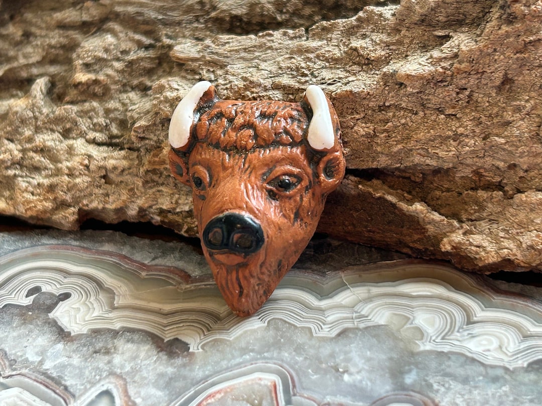 Buffalo Head Pendant Bead, Bison Bead, Native American, RARE Peruvian ...
