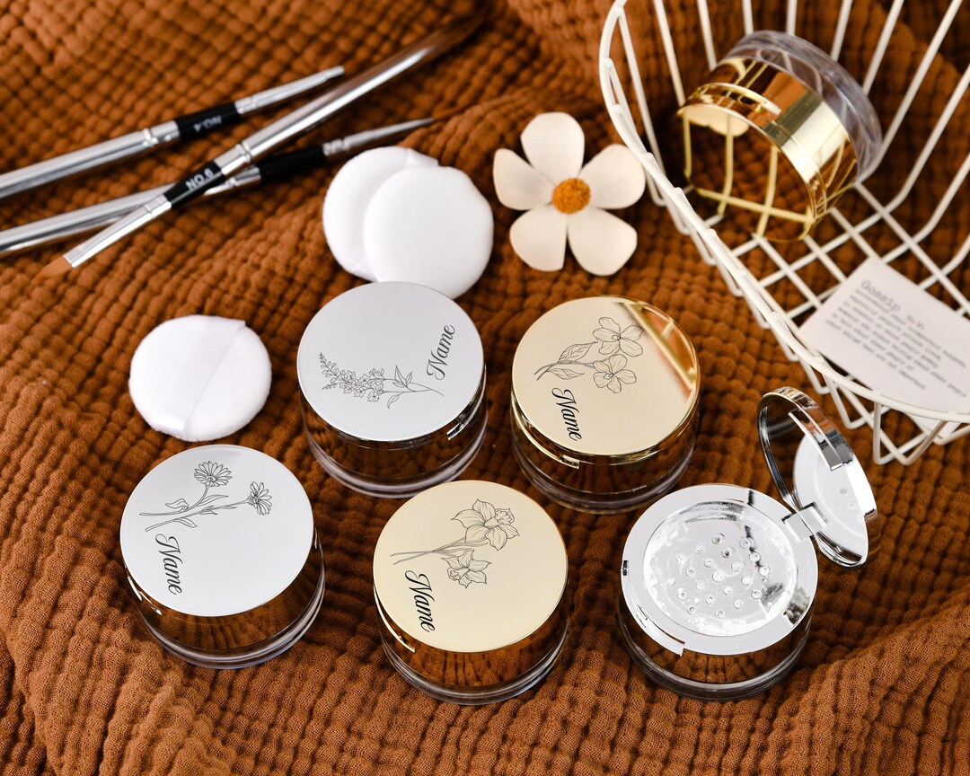 Personalized Mini Loose Powder Box With Puff - Unique Cosmetic ...
