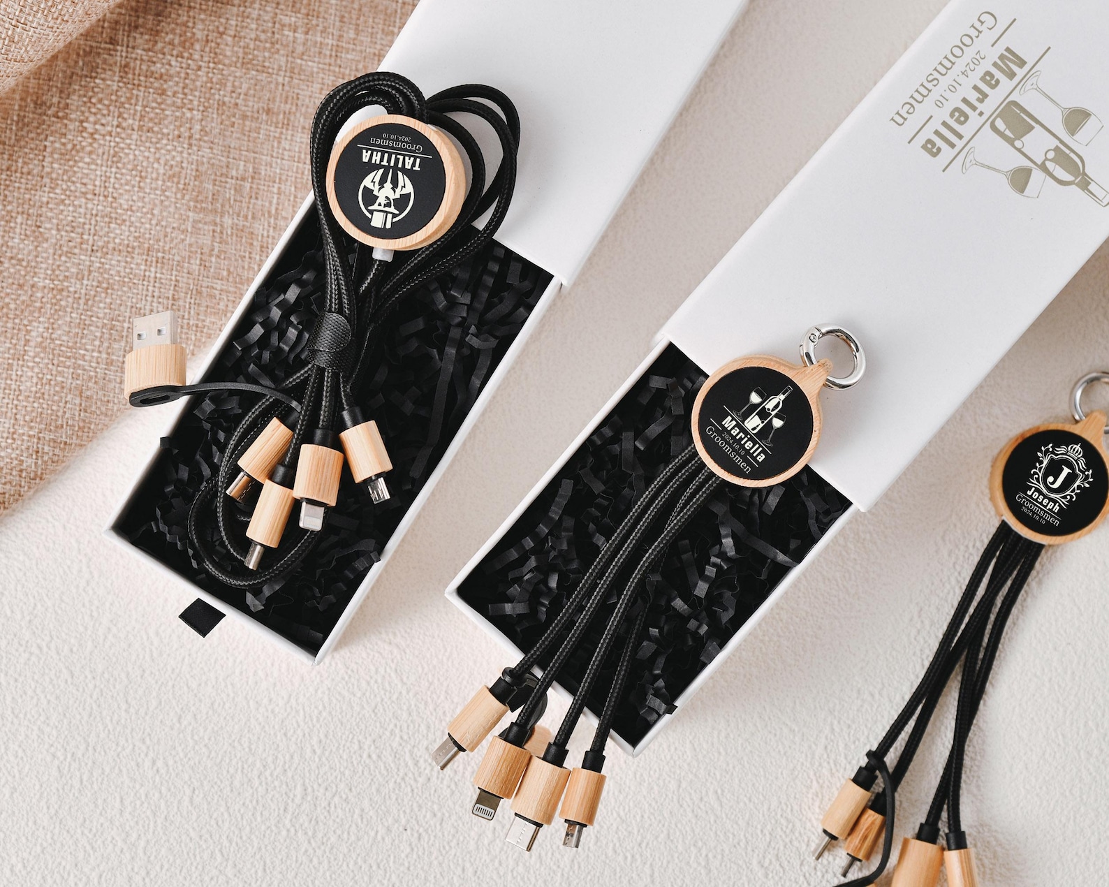 Personalized Groomsmen Charging Cables, Custom Corporate Party Gifts ...