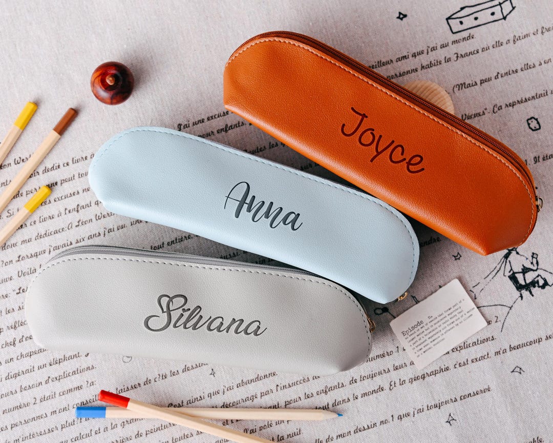 Personalized Name Pencil Case, Custom Engraved PU Leather Pencil Case ...