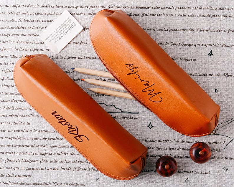 Personalized Name Pencil Case, Custom Engraved PU Leather Pencil Case ...