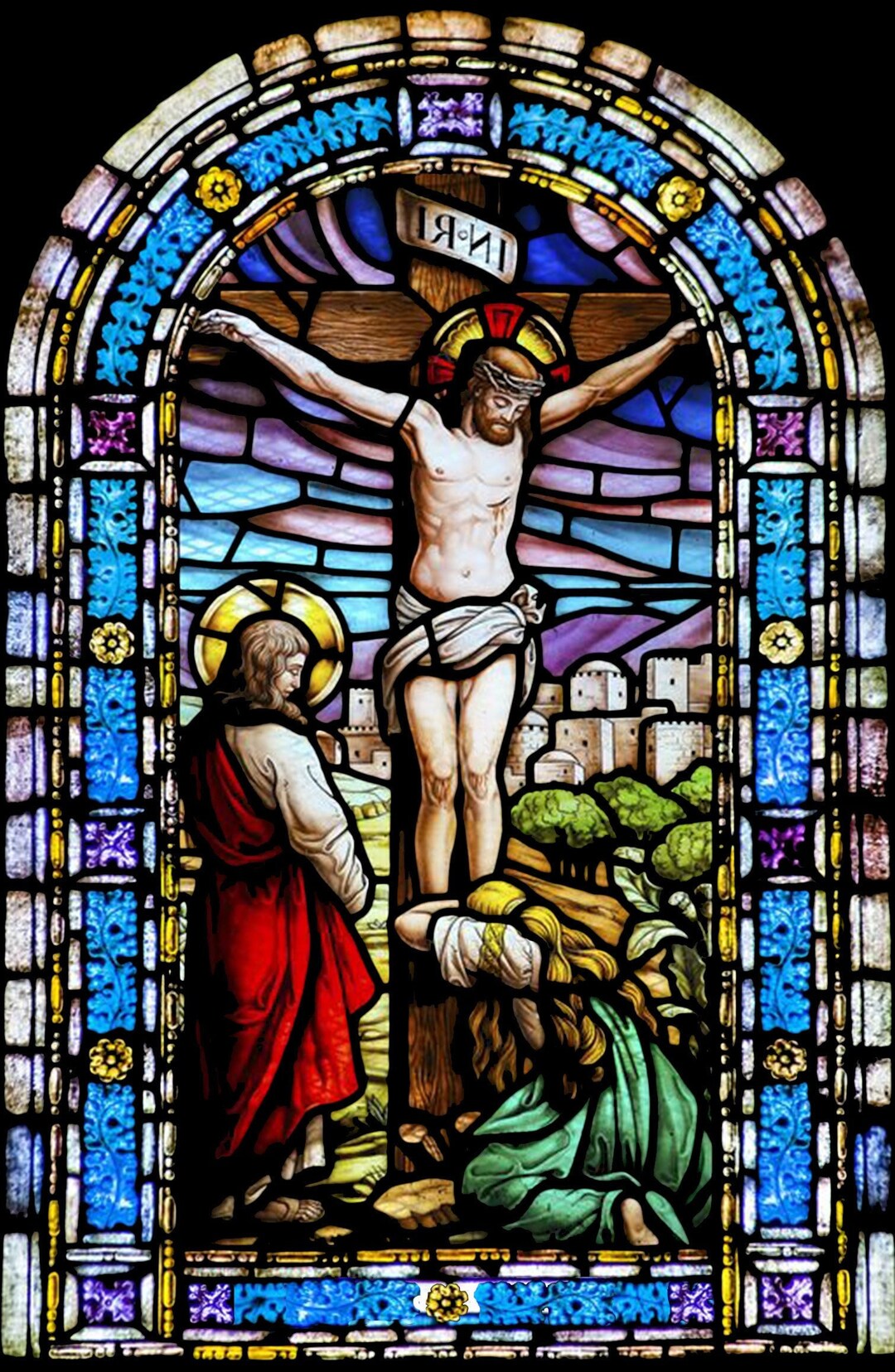 Stained Glass Crucifixion of Jesus V1 Poster Print Art Home Wall Decor ...