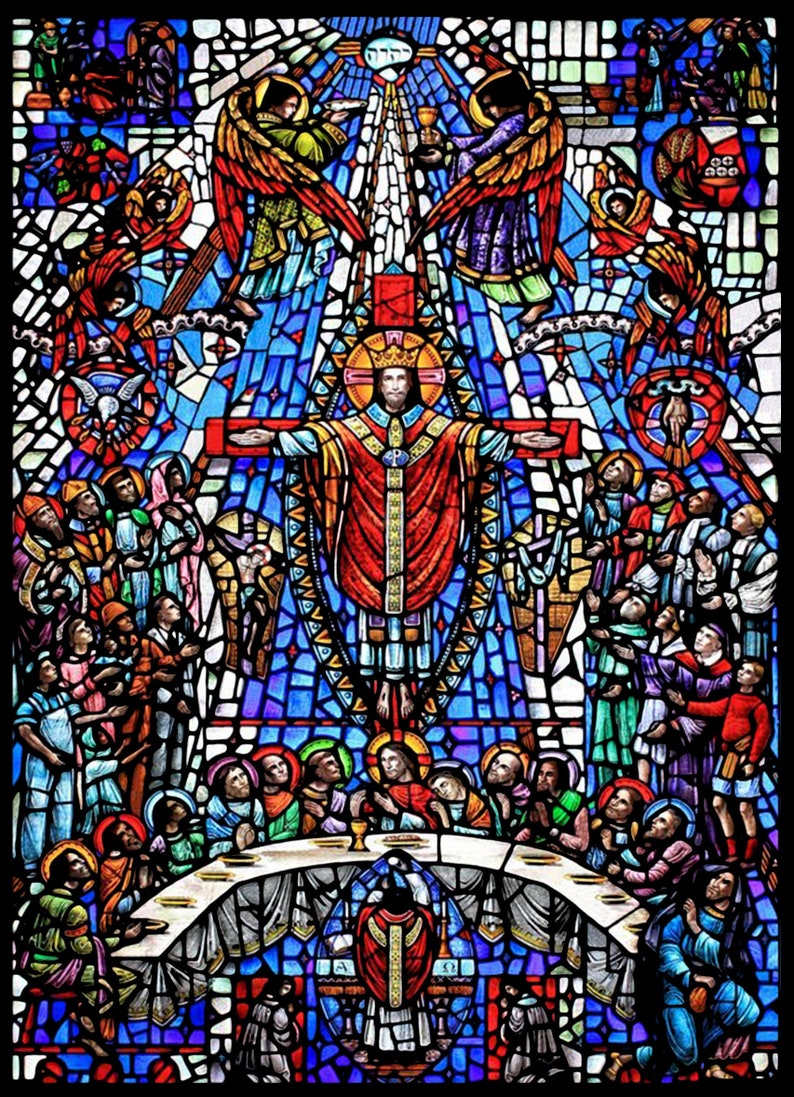 Stained Glass Communion With Jesus V1 Poster Print Art Home Wall Decor ...