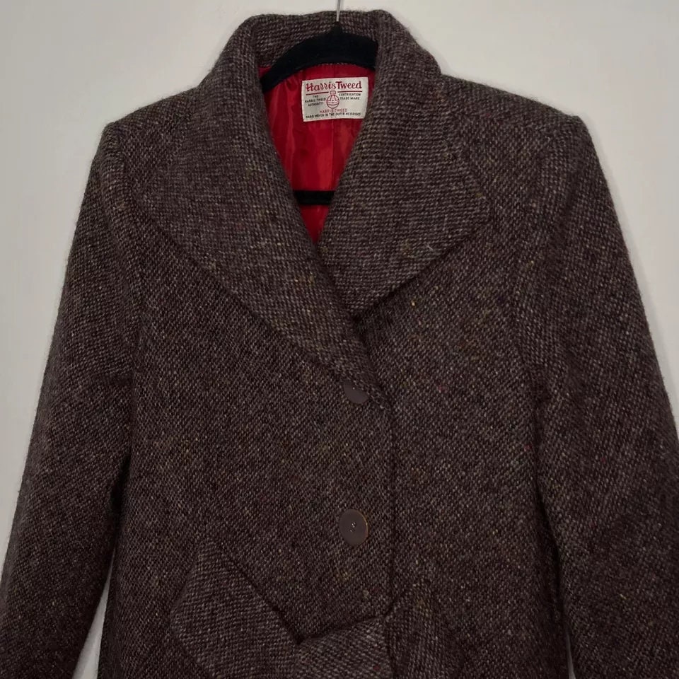 Harris Tweed Wool Coat Vintage Women's - Etsy