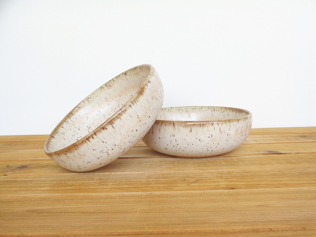 Rustic Pottery Soup Bowls in Satin Oatmeal Glaze Stoneware - Etsy