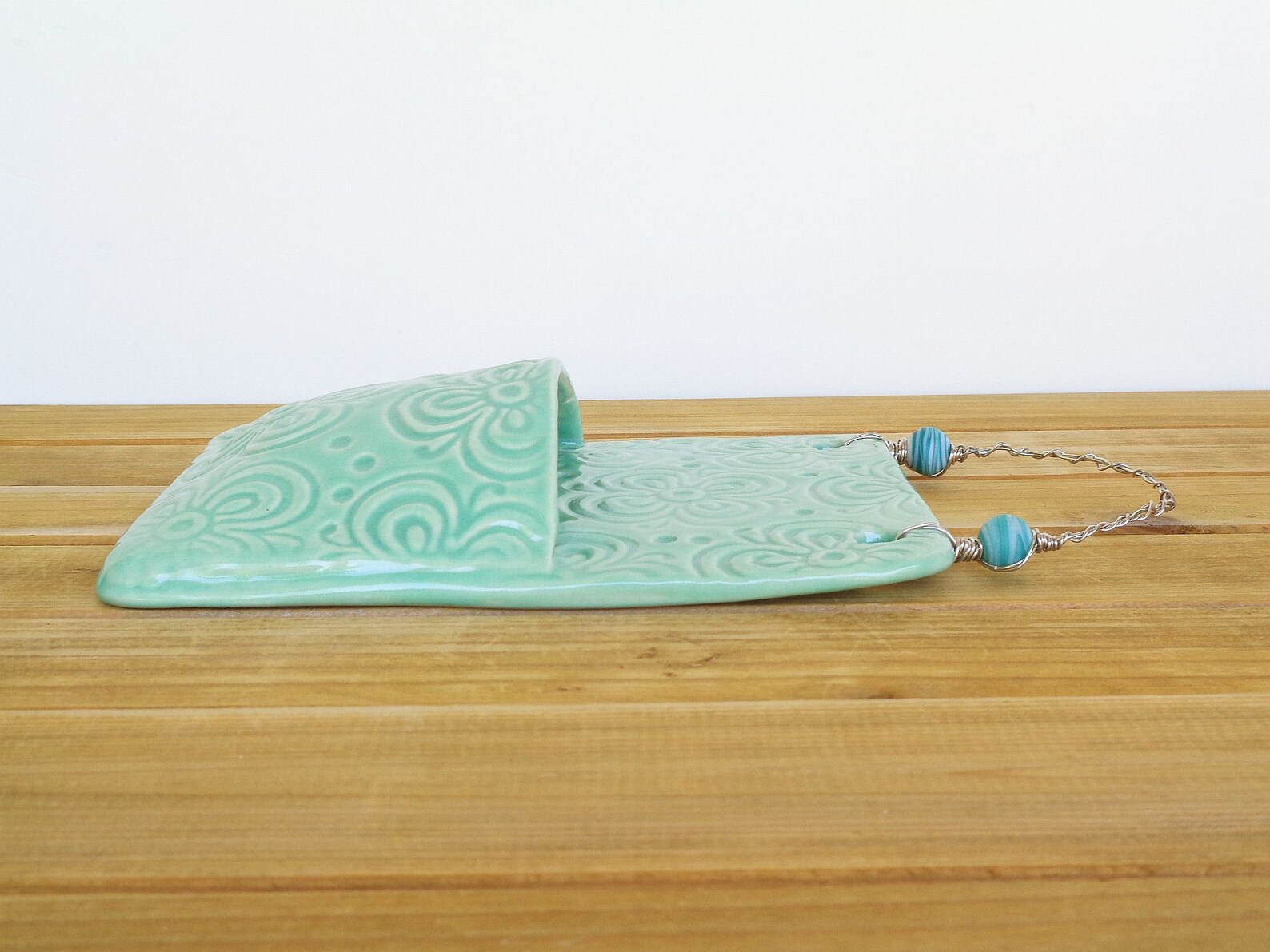 Ceramic Wall Pocket Handmade Pottery Stamped Wall Vase Clay - Etsy