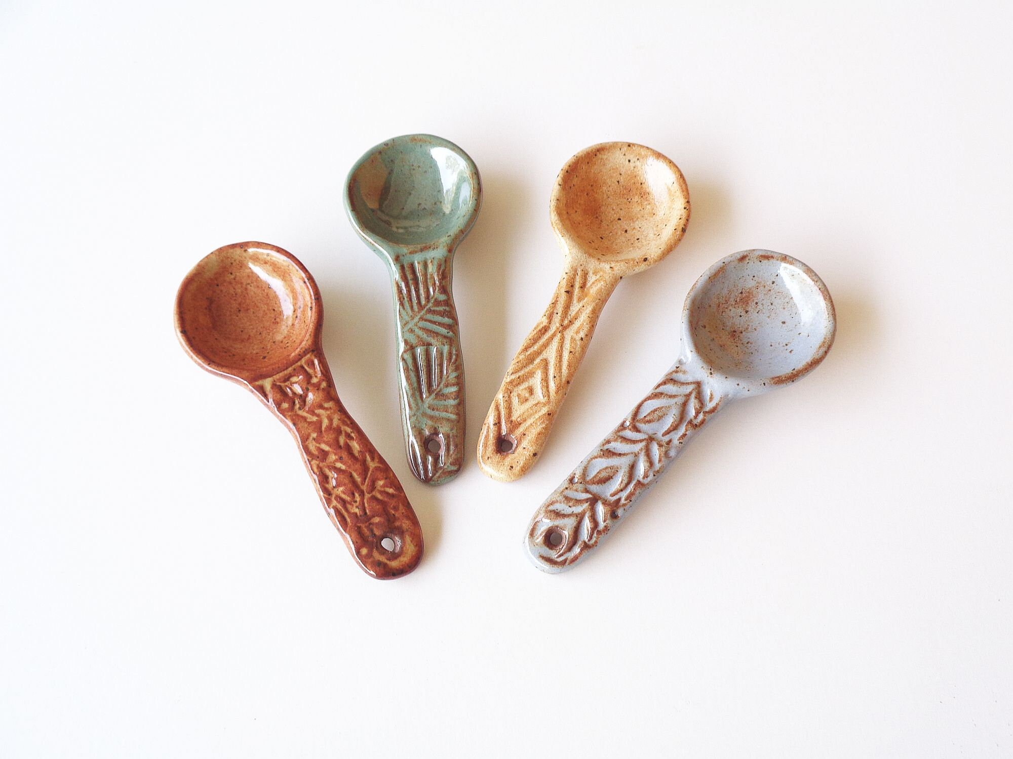 Ceramic Spoon Collection Rustic Kitchen Spoons Stoneware | Etsy