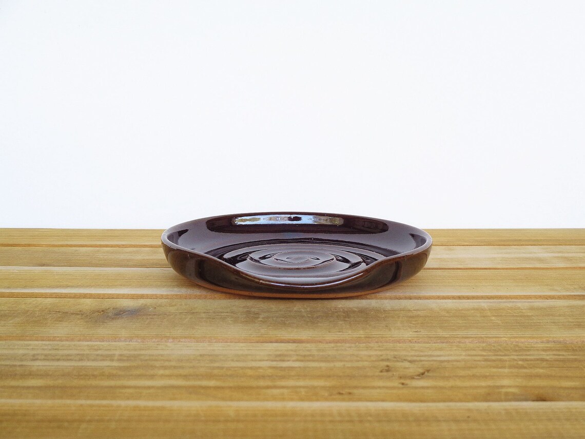 Stoneware Ceramic Spoon Rest in Turkish Amber Glaze Rustic | Etsy