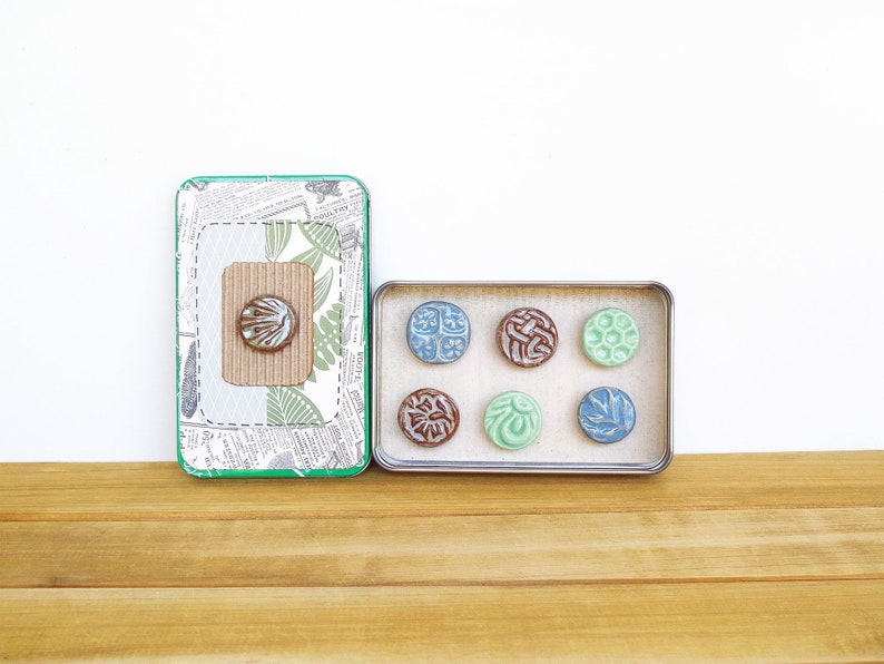Ceramic Magnet Set Rustic Clay Fridge Magnet Set of 6 - Etsy