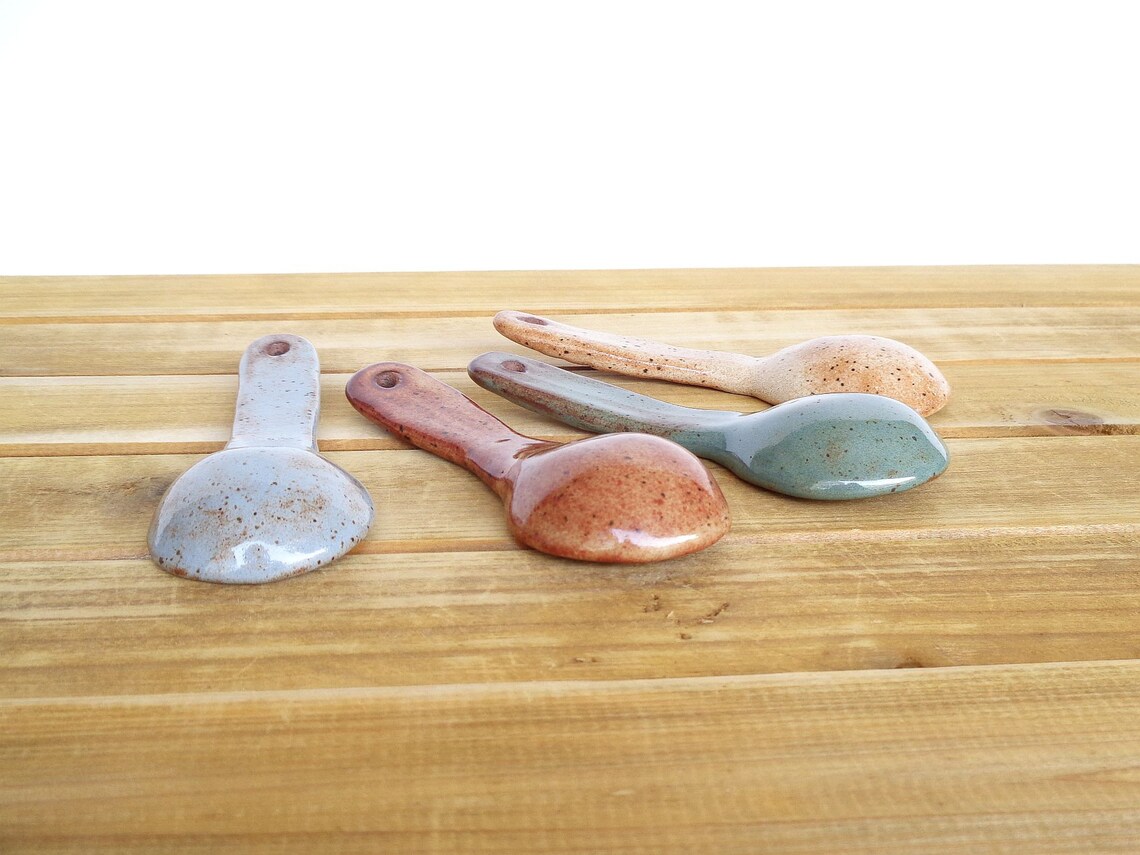 Ceramic Spoon Collection Rustic Kitchen Spoons Stoneware | Etsy