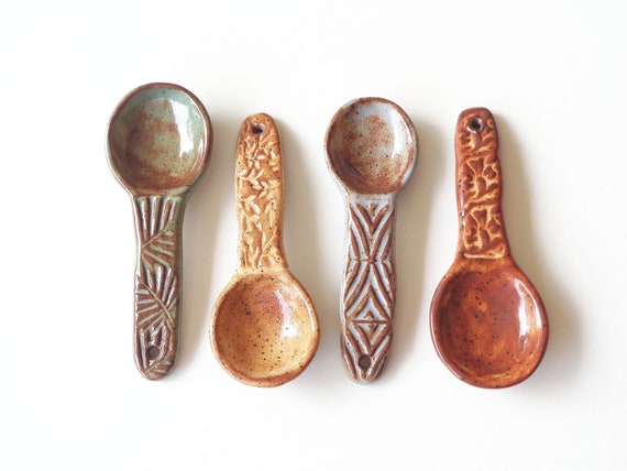 Ceramic Spoon Collection Rustic Kitchen Spoons Stoneware - Etsy