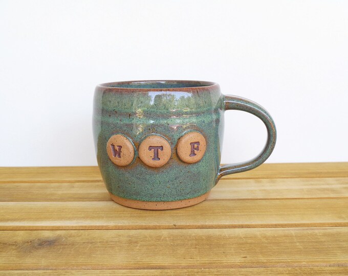 Pottery Mug in Sea Mist Glaze Ceramic Coffee Cup WTF - Etsy