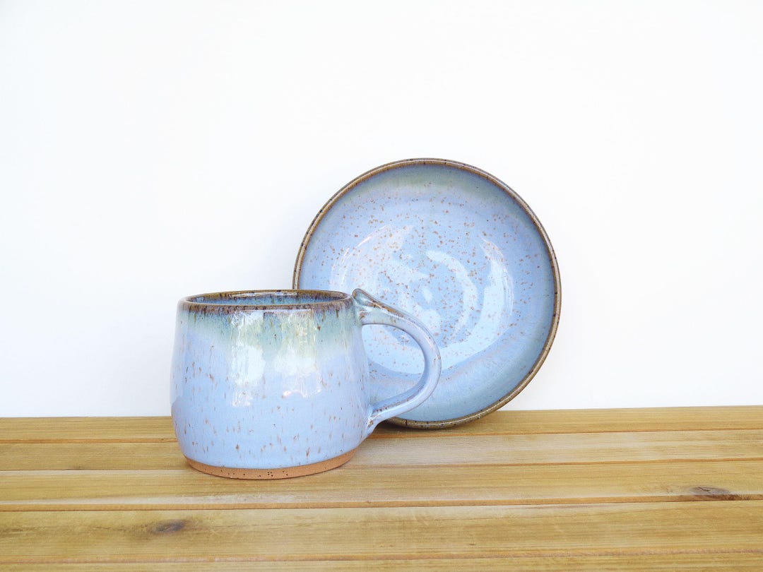 Stoneware Pottery Breakfast Set - One Mug and One Bowl in Castille Blue ...