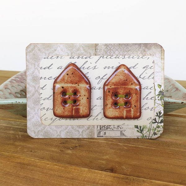 Ceramic House Buttons - Etsy