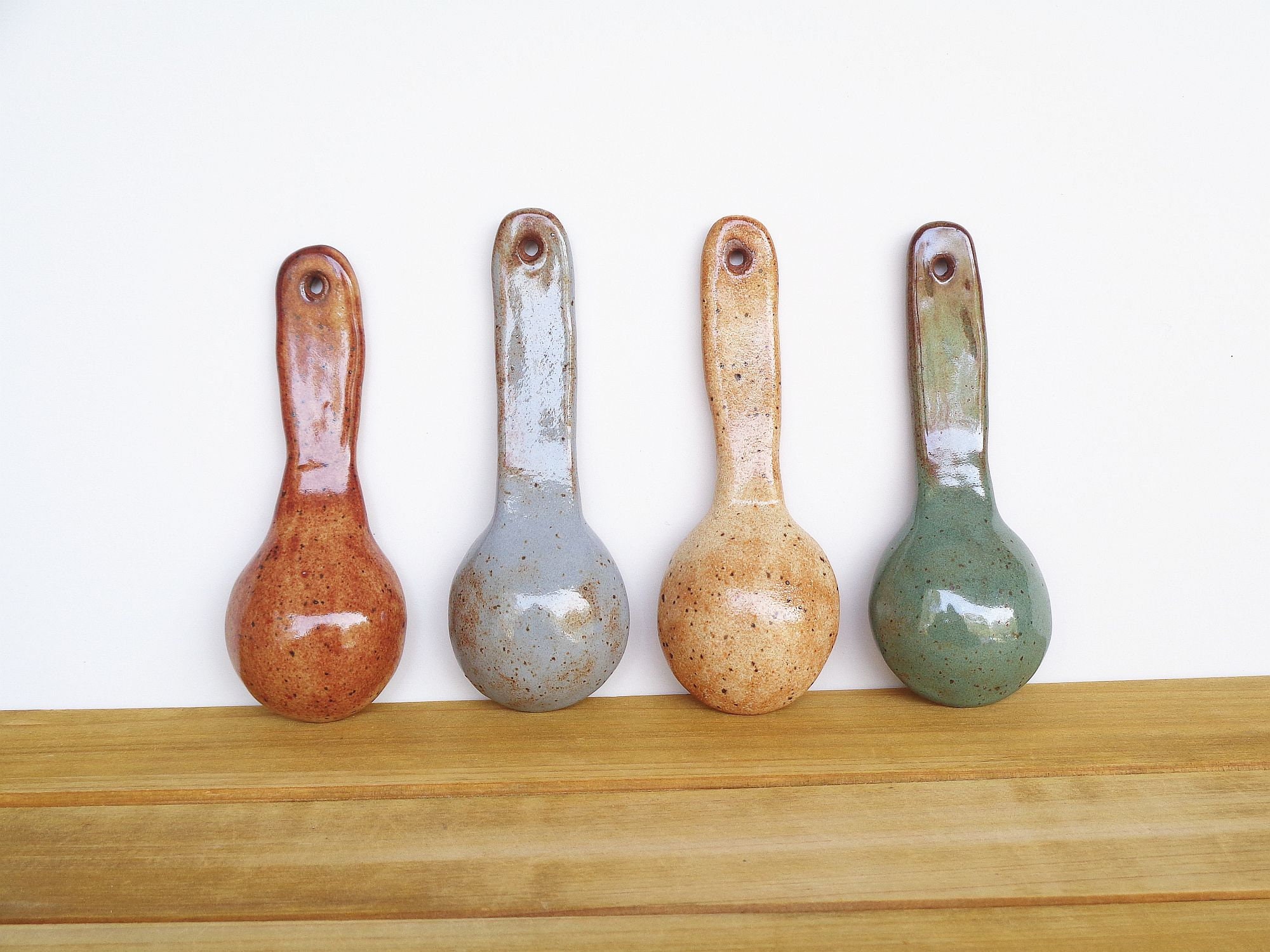 Ceramic Spoon Collection Rustic Kitchen Spoons Stoneware | Etsy