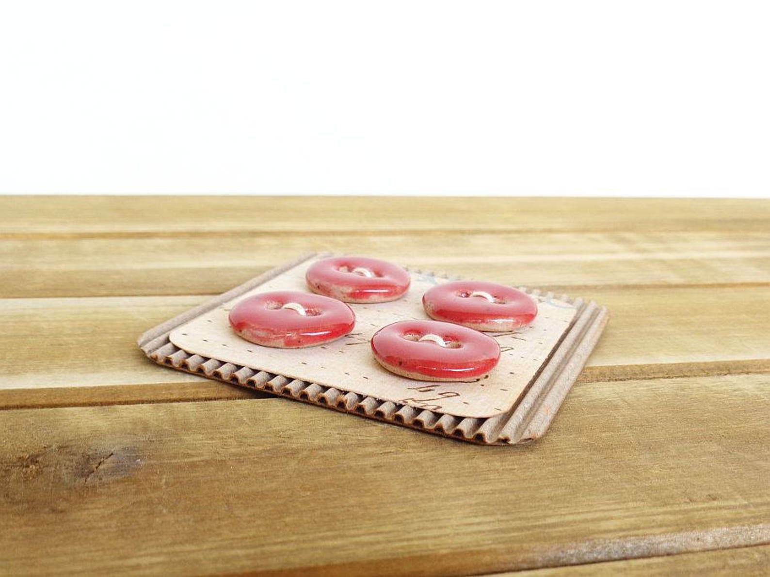 Round Stoneware Ceramic Buttons in Bright Shiny Red Glaze | Etsy