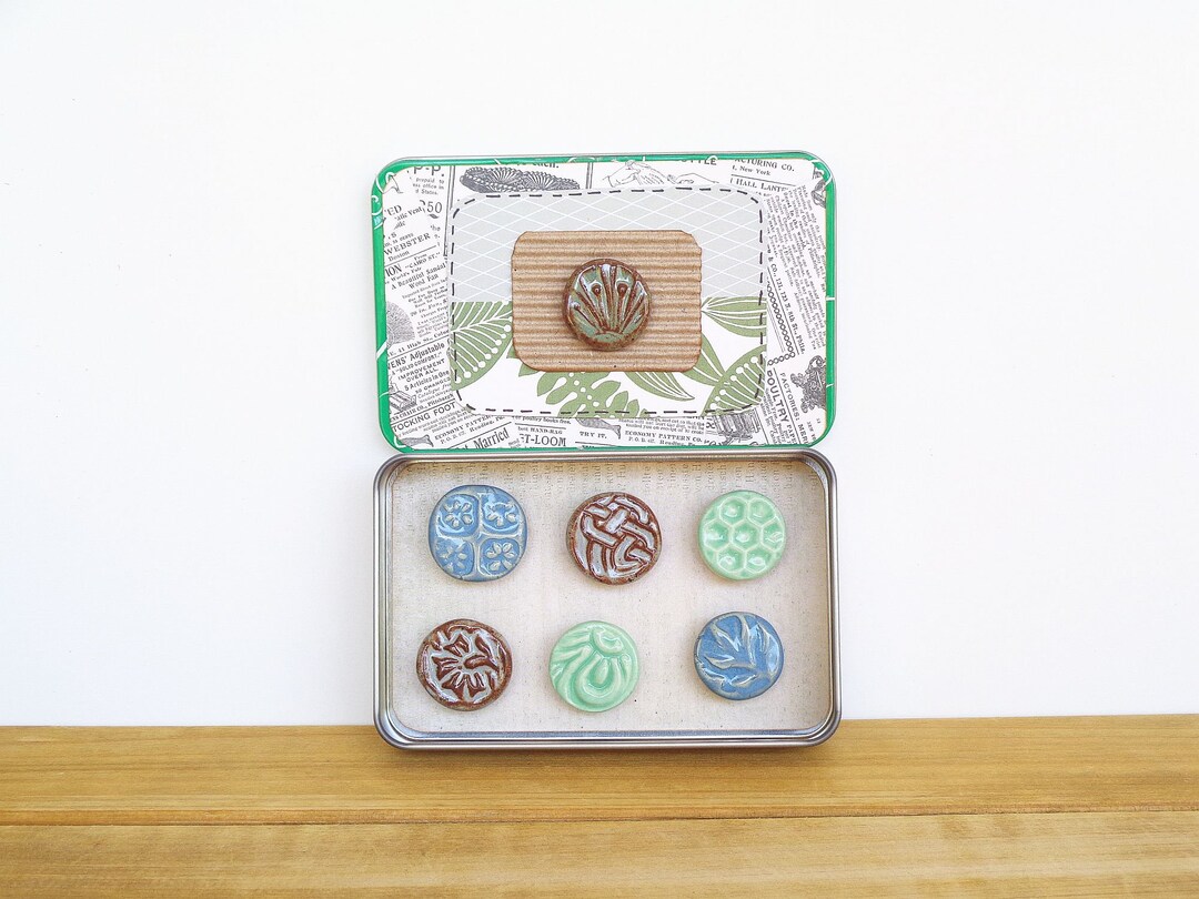 Ceramic Magnet Set, Rustic Clay Fridge Magnet Set of 6, Housewarming ...