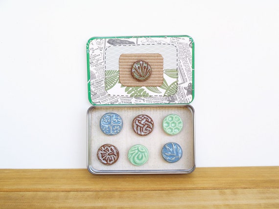 Ceramic Magnet Set Rustic Clay Fridge Magnet Set of 6 - Etsy