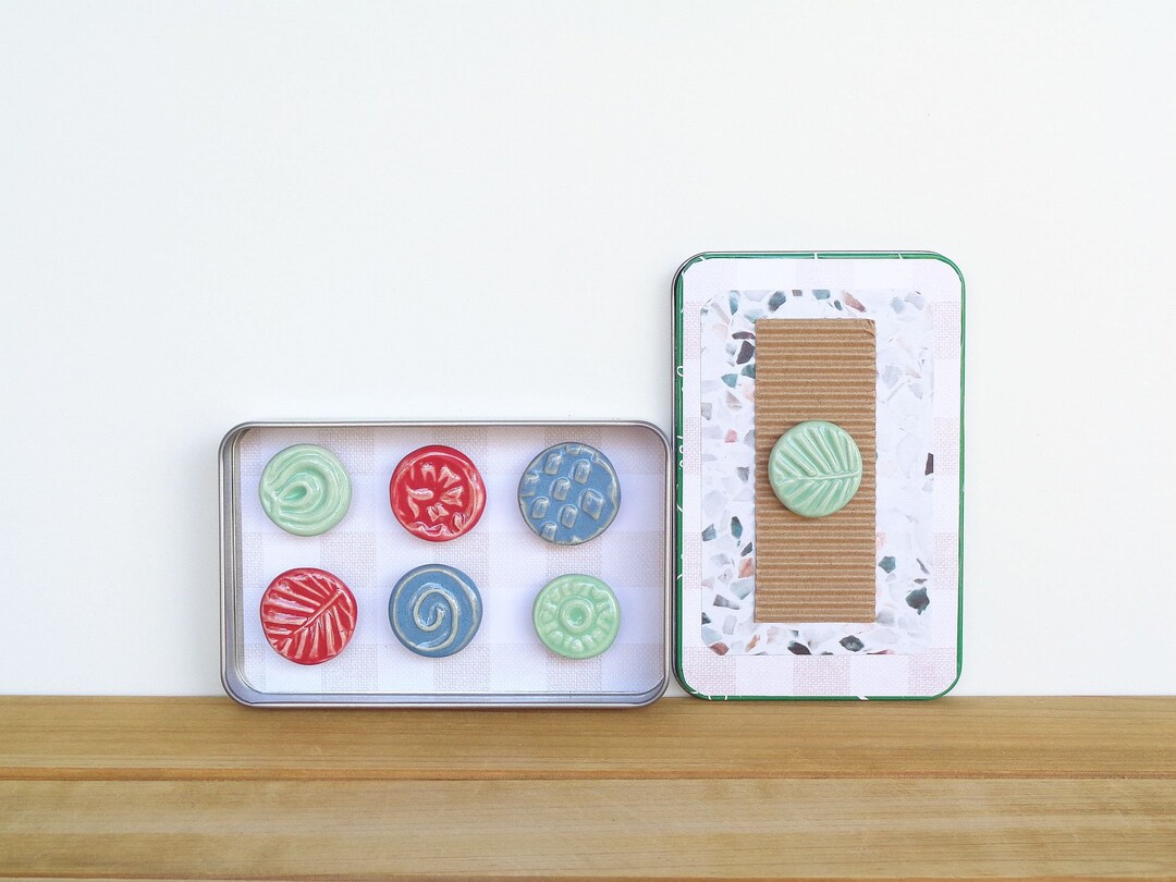 Rustic Clay Fridge Magnet Set of 6, Ceramic Magnet Set, Office Decor ...