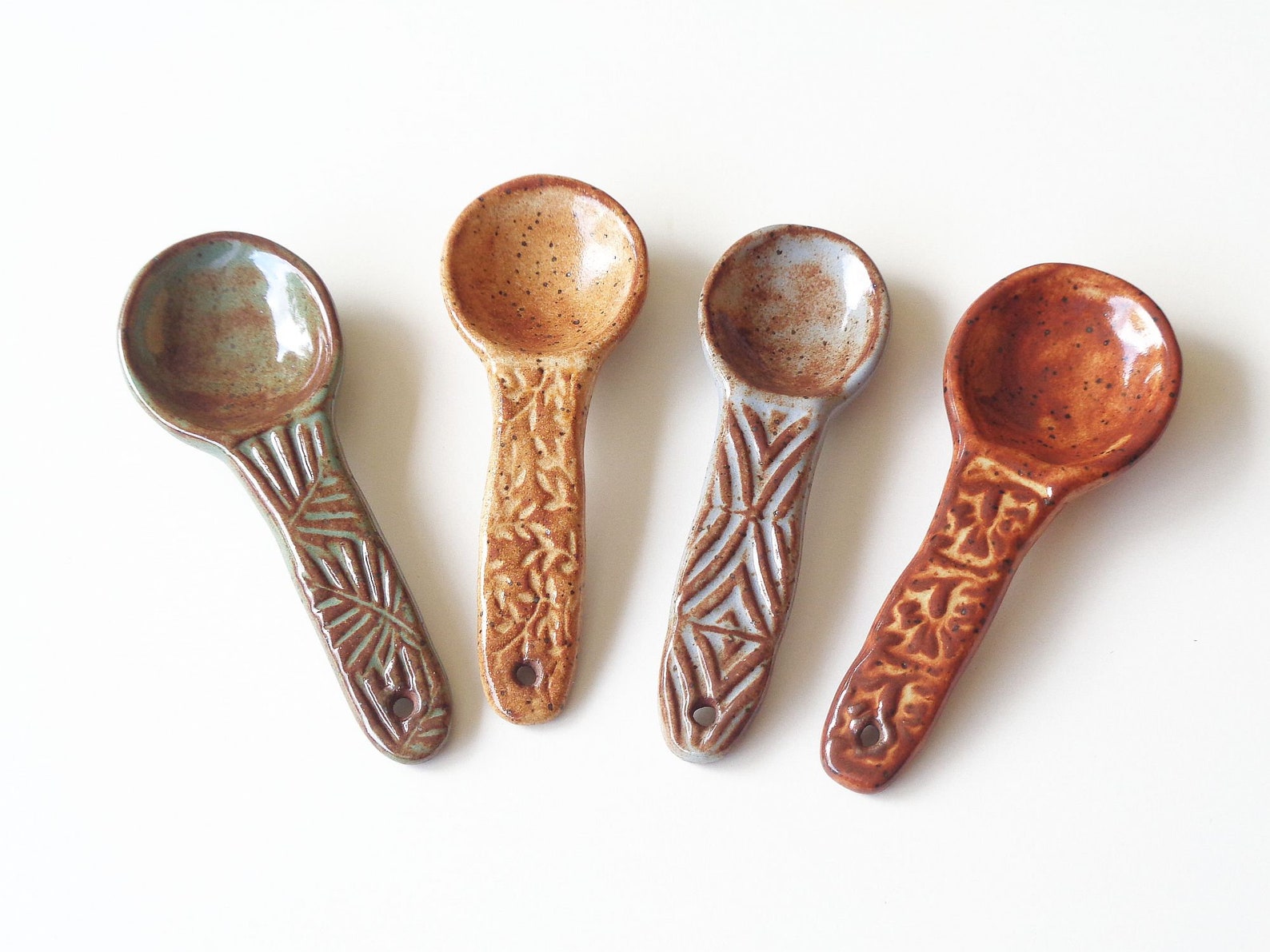 Ceramic Spoon Collection Rustic Kitchen Spoons Stoneware - Etsy