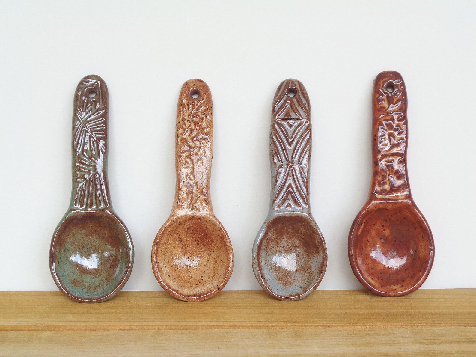 Ceramic Spoon Collection Rustic Kitchen Spoons Stoneware - Etsy