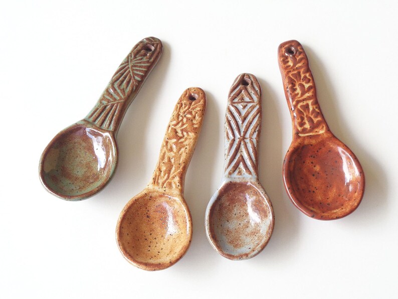 Ceramic Spoon Collection Rustic Kitchen Spoons Stoneware - Etsy