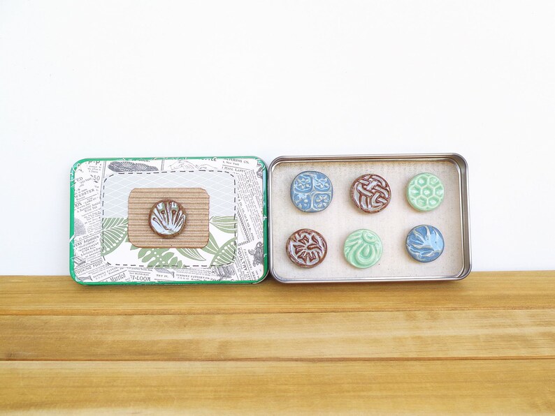 Ceramic Magnet Set Rustic Clay Fridge Magnet Set of 6 - Etsy