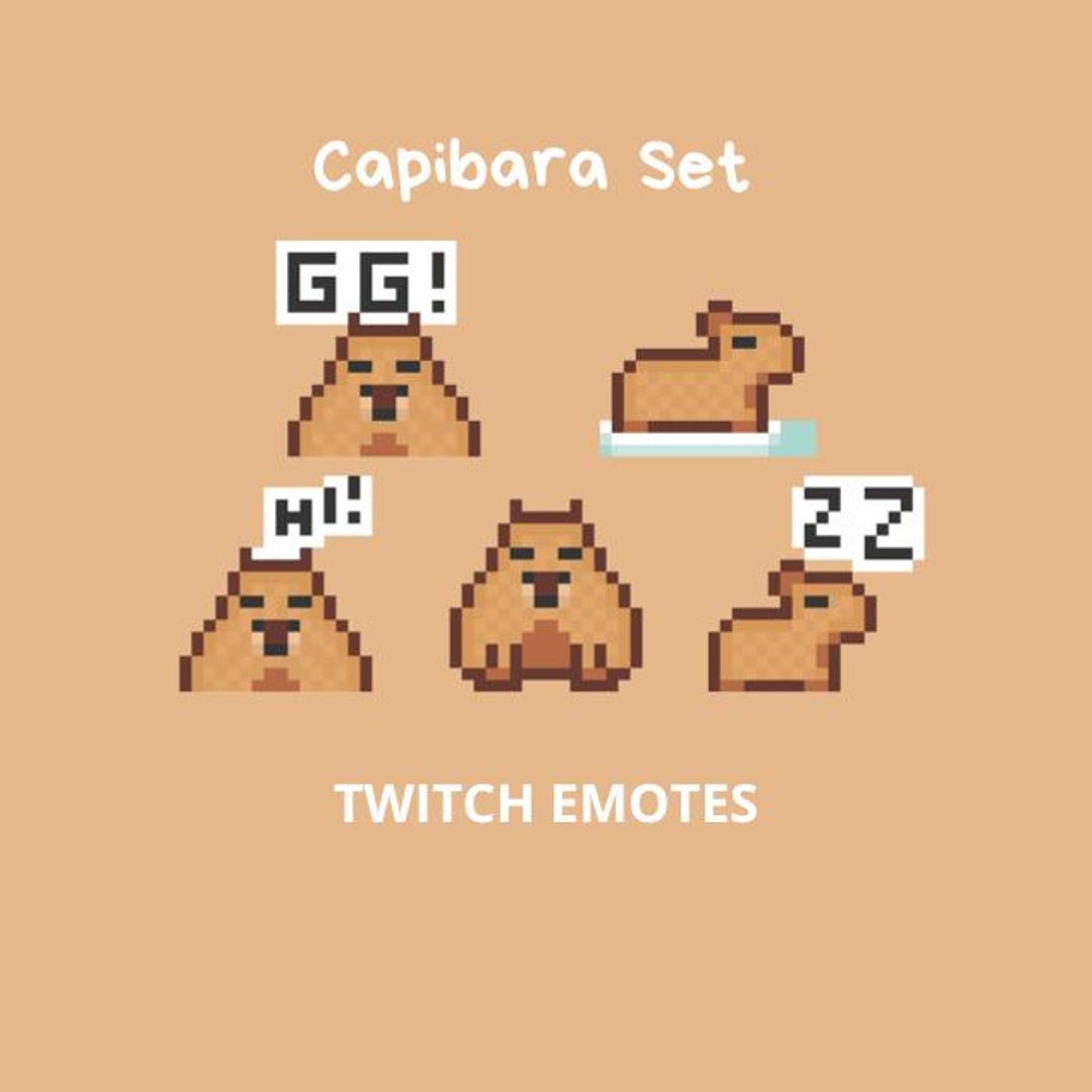 Capybara Set Capybara Emotes for Streamers Pixel Twitch Subscription ...