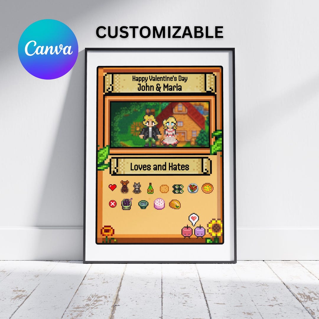 Stardew Valley Design Template, Editable Canva Template, Printable Wall ...