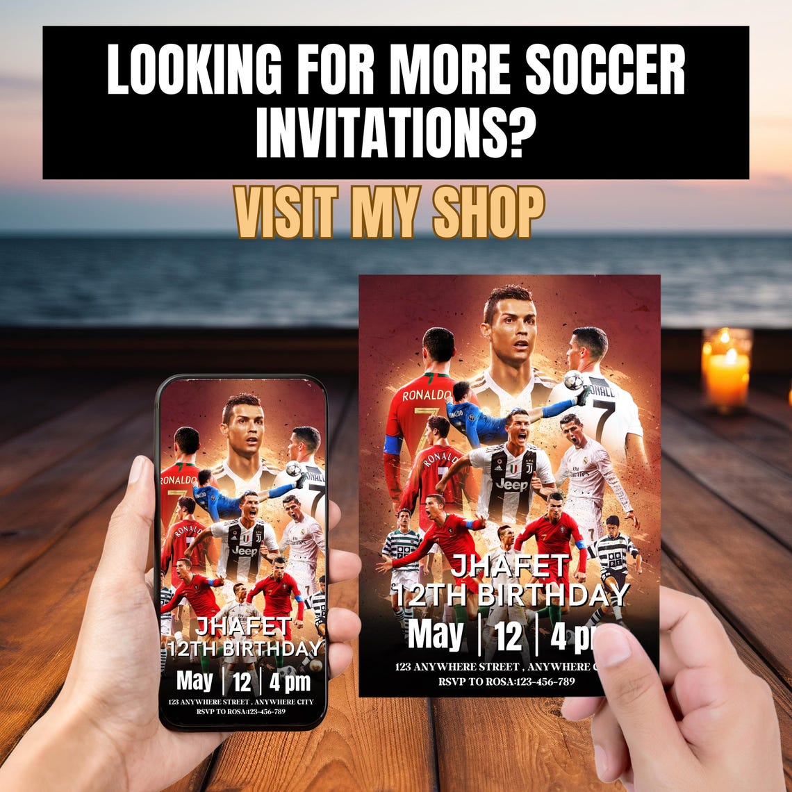 Cristiano Ronaldo Birthday Invitation, Birthday Card, CR7 Invitation ...