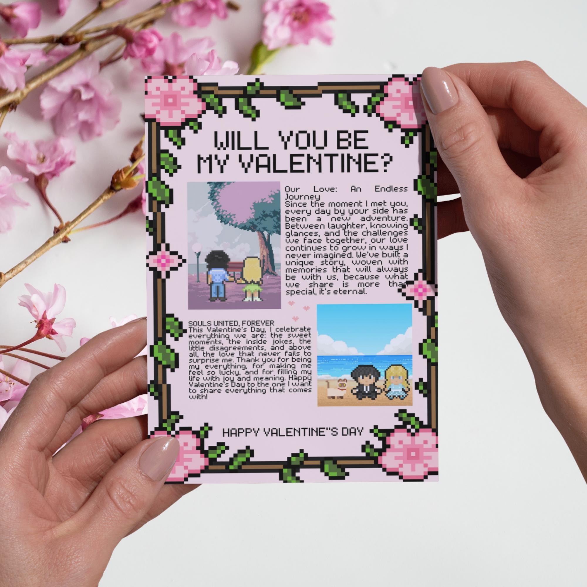 Valentine's Day Pixel Art Template, Editable Canva Template, Custom ...