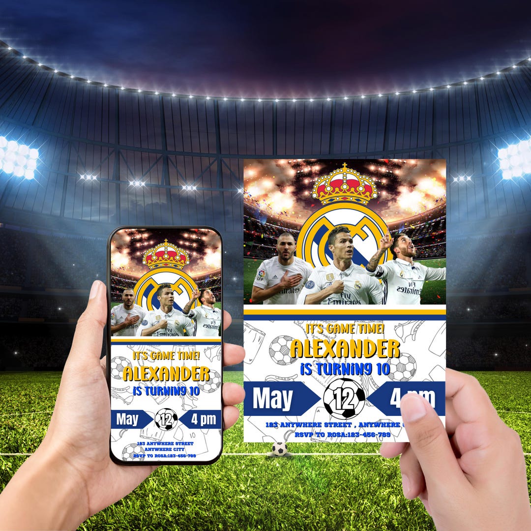 Real Madrid Invitation, Cristiano Ronaldo, Sergio Ramos, Karim Benzema ...