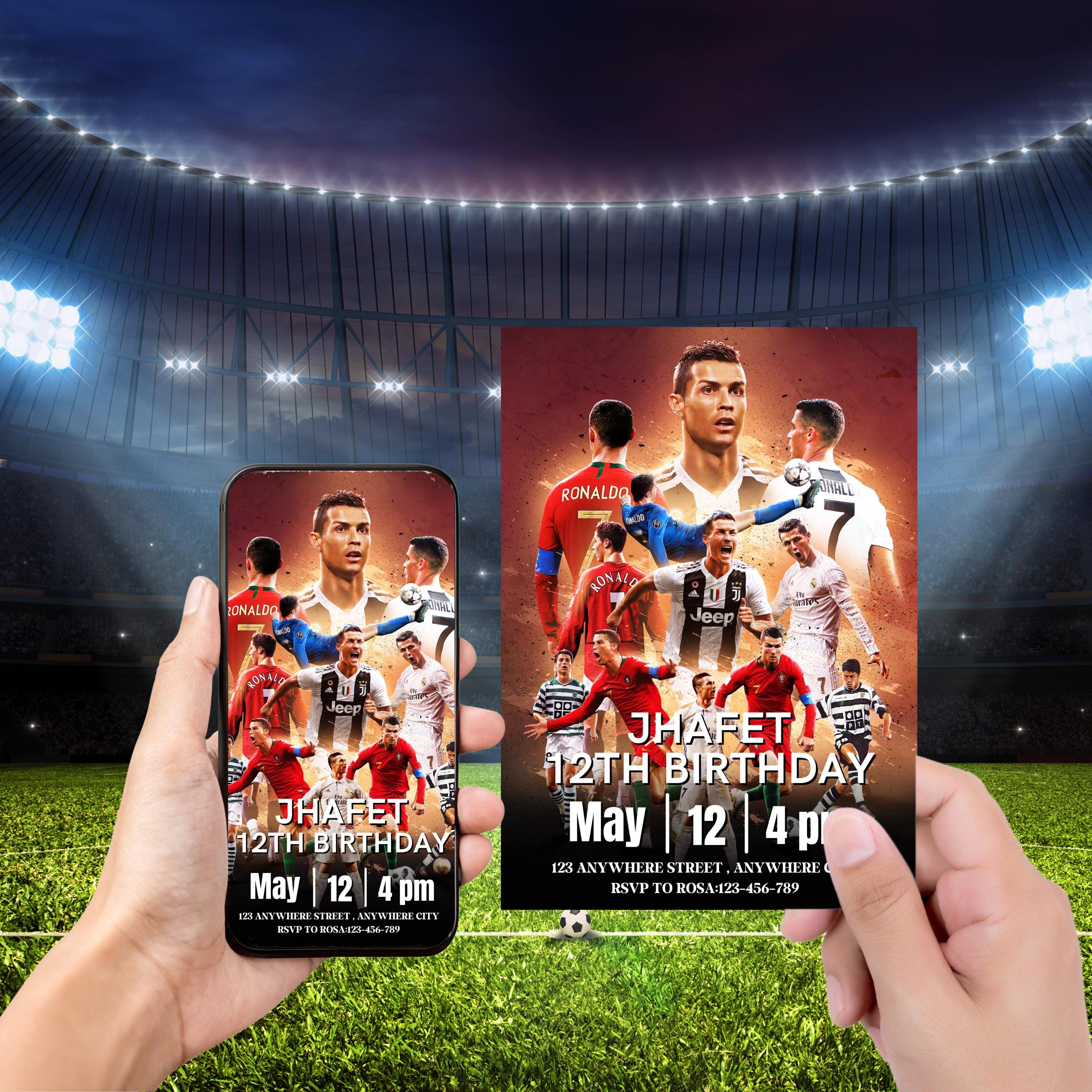 Cristiano Ronaldo Birthday Invitation, Birthday Card, CR7 Invitation ...