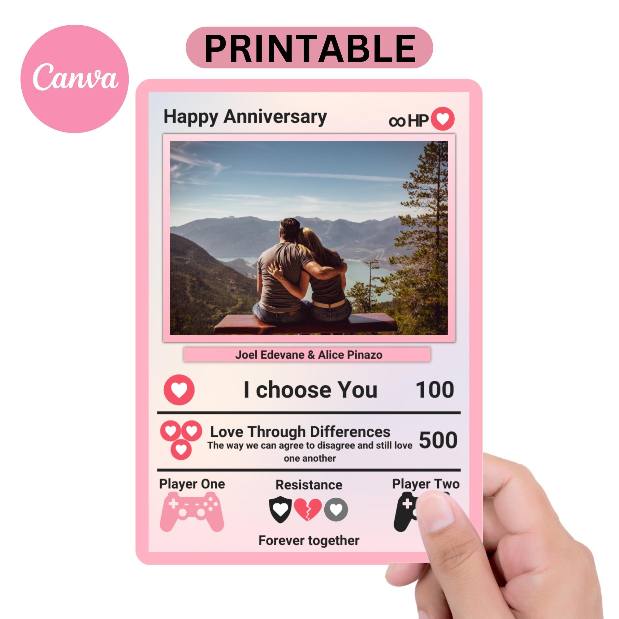 Poke Anniversary Card, Personalized Anniversary Gifts, Gift for ...