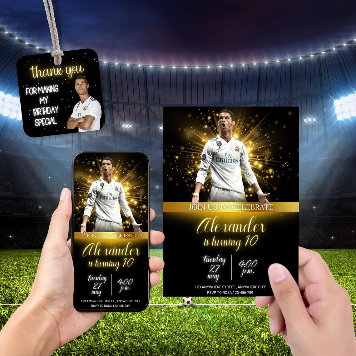 Cristiano Ronaldo Birthday Invitation, Birthday Card, CR7 Invitation ...