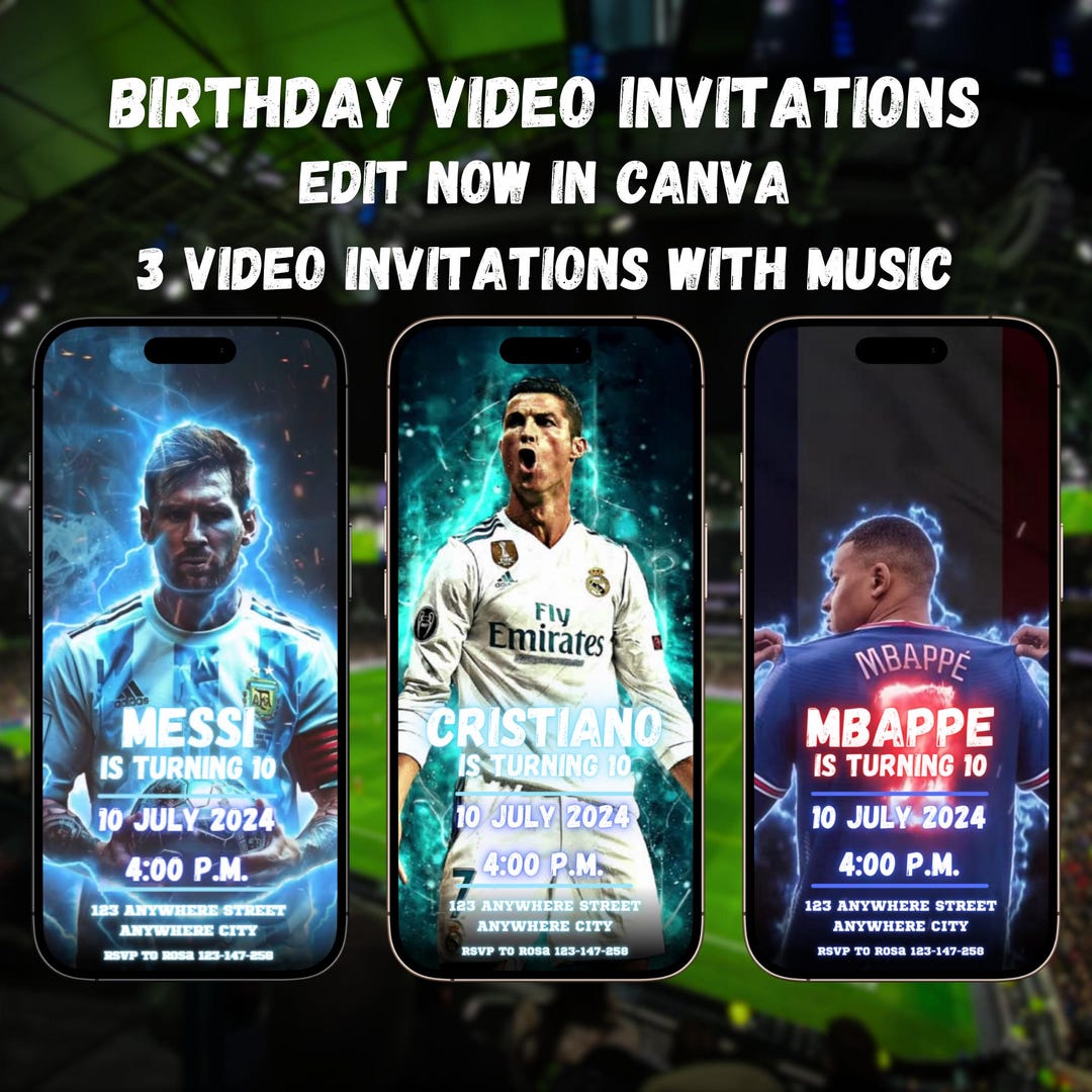 Cristiano Ronaldo Video Invitation, Birthday Card, CR7 Invitation ...