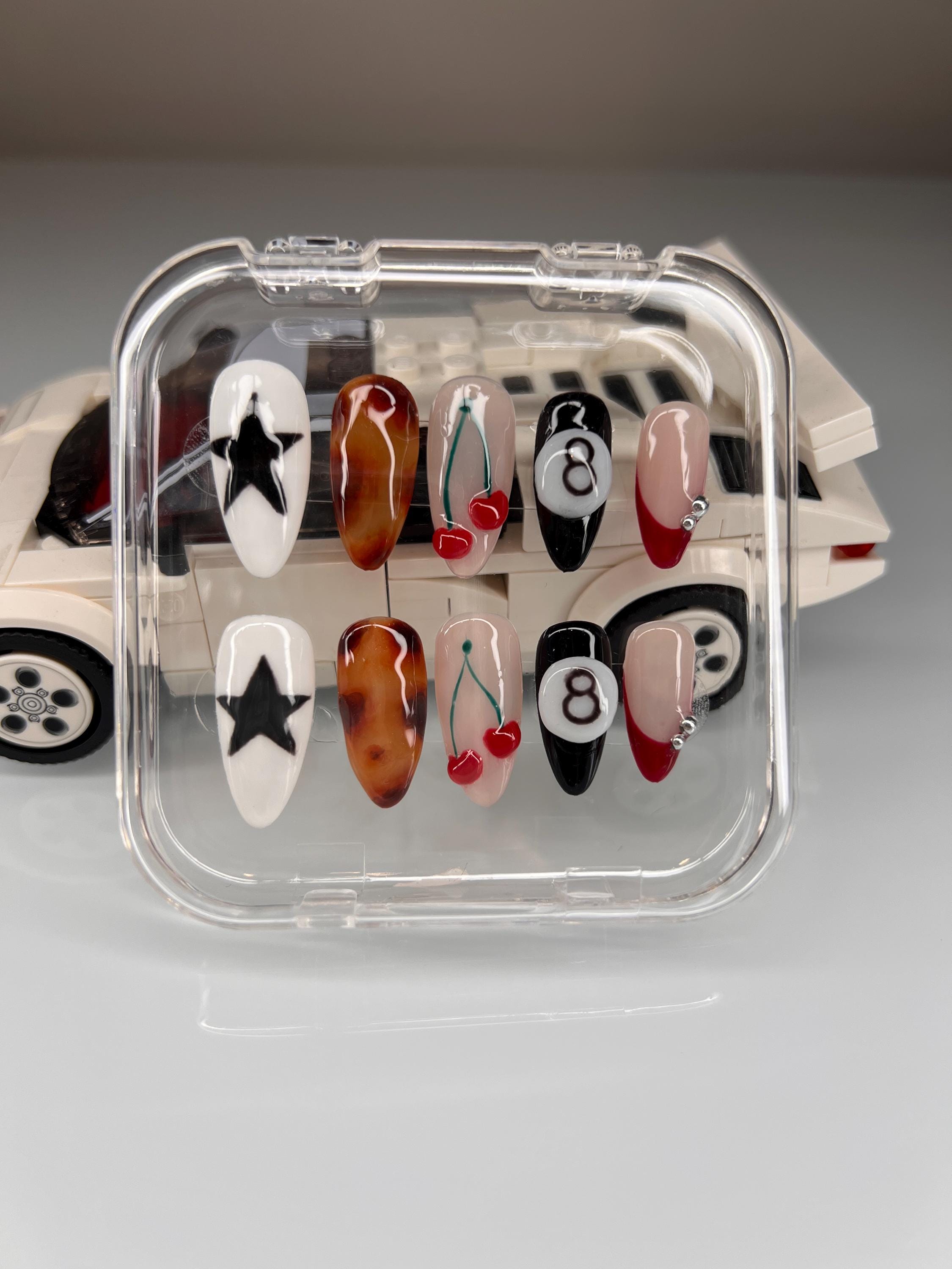 Creative Press on Nails, Cherry Nails, 8 Ball Nails, Cheetah Nails ...