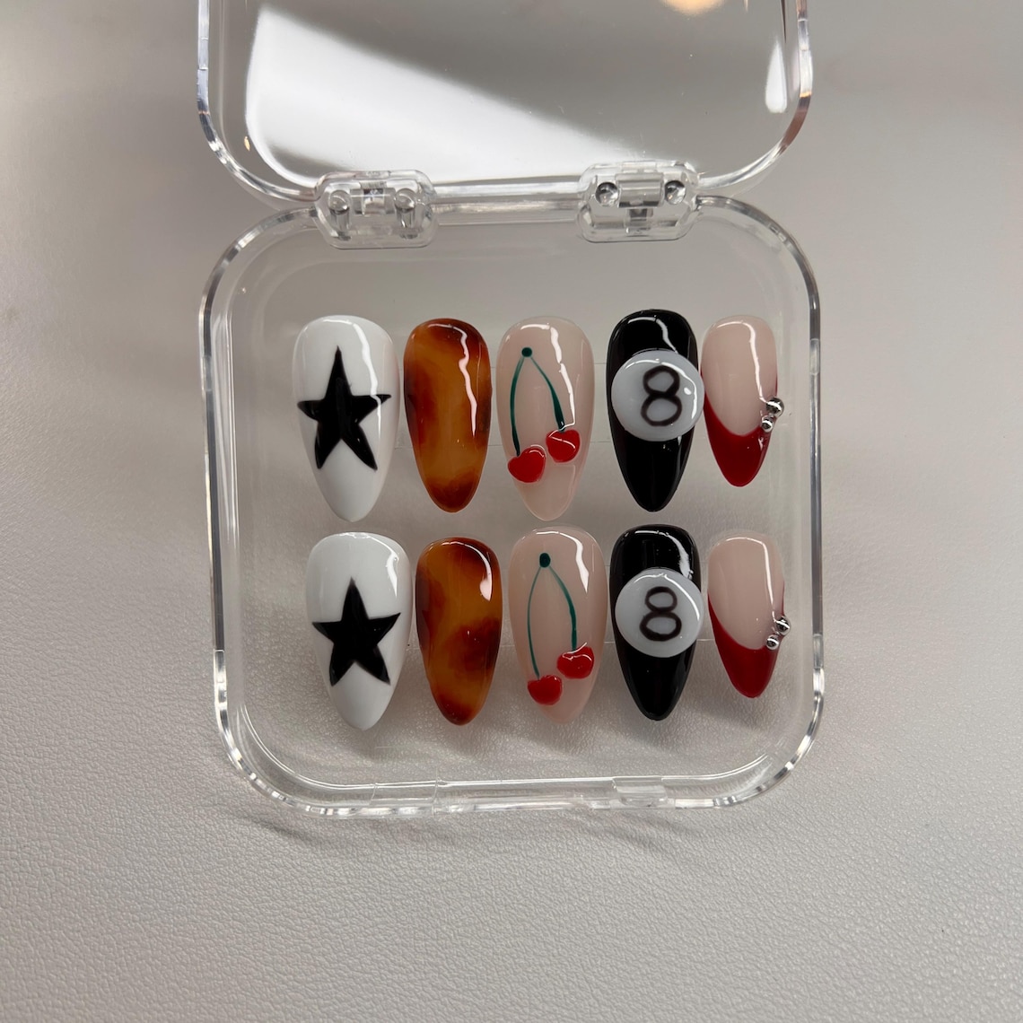 Creative Press on Nails, Cherry Nails, 8 Ball Nails, Cheetah Nails ...
