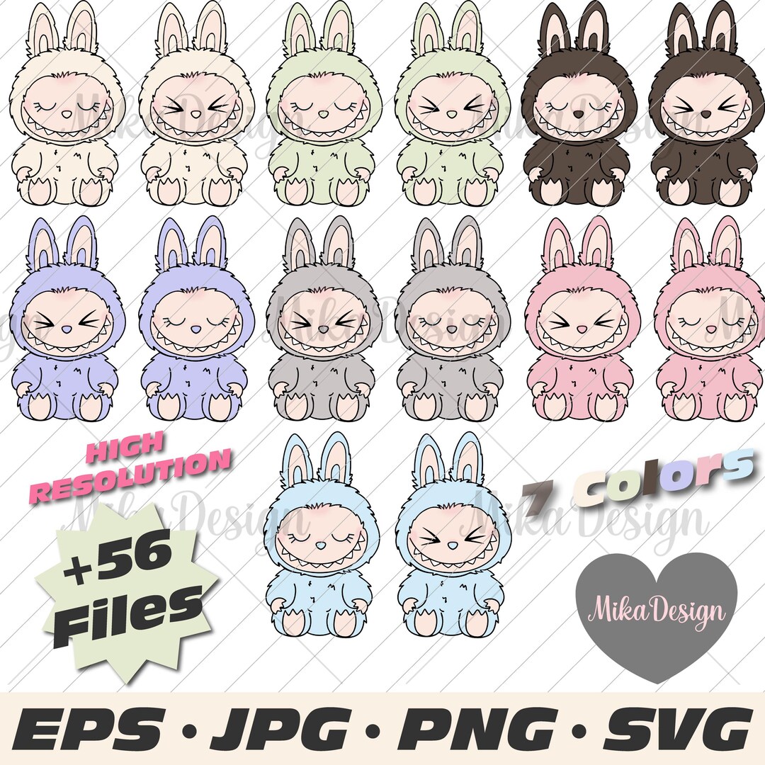 Kawaii Monsters Cliparts, Labubu SVG, Monster Tshirt Design, Labubuu ...